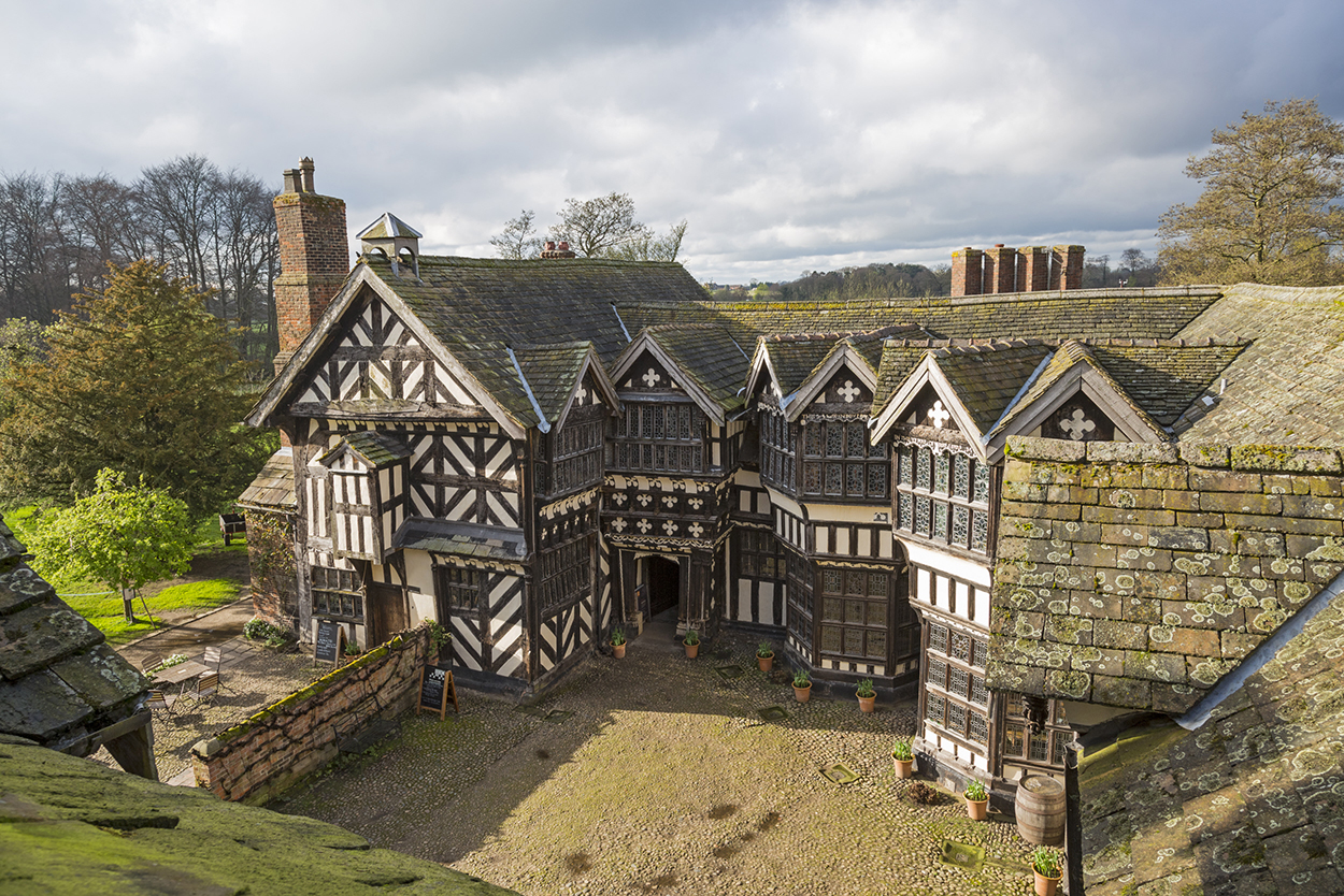 Elevated view of Little Moreton Hall, Cheshire. - Greatdays Group Travel