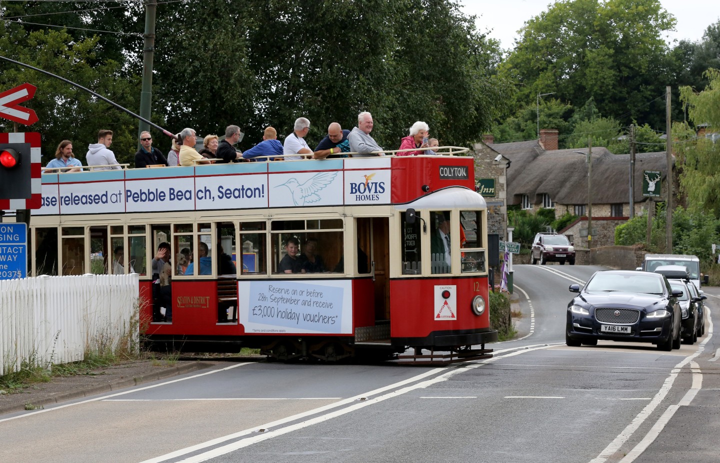 Seaton Tramway, Devon - Car 12 crossing the road ©Courtesy of Seaton ...