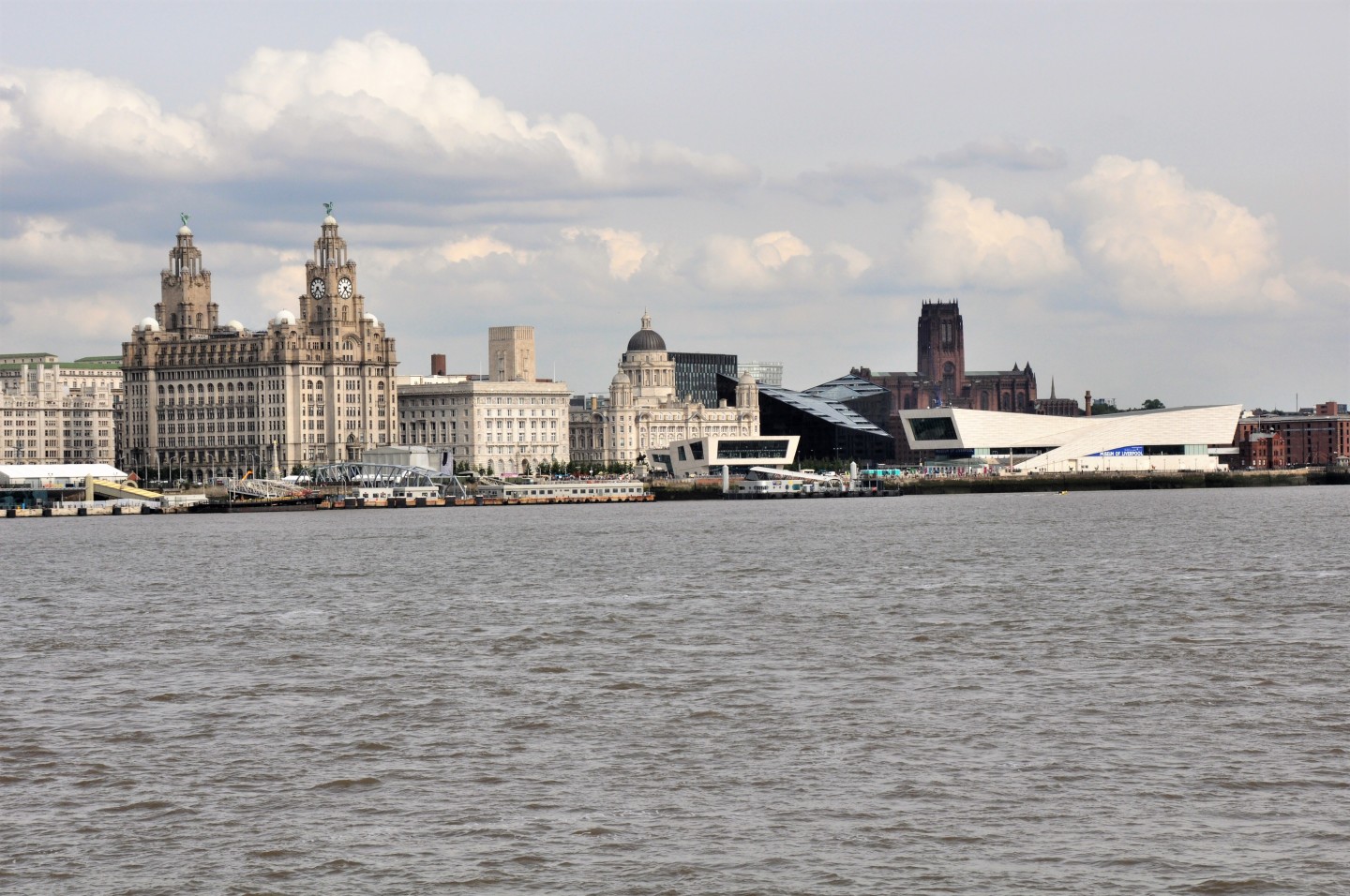 Liverpool, North West - Waterfront with the Three Graces and Museum of ...